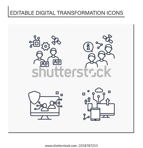 Digital Transformation Line Icons Set Industrialization Stock Vector Royalty Free 2258787215