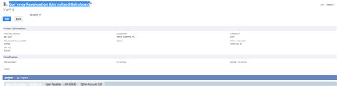 Netsuite Get Currency Revaluation Unrealized Gainloss Table Stack Overflow