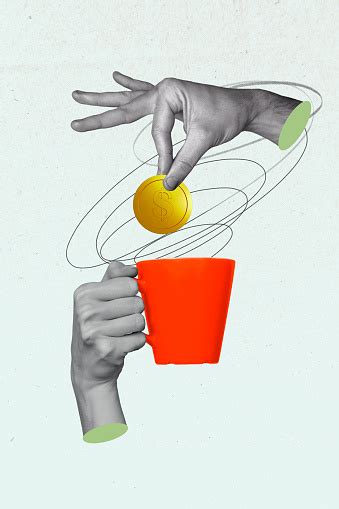 트렌드 삽화 스케치 이미지 합성 3d 사진 콜라주 Copyspace 손 손 손 잡기 커피 차 머그잔 동전 금 기부 손짓 0명에 대한 스톡 사진 및 기타 이미지 Istock