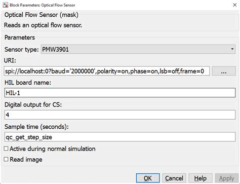 Optical Flow Sensor QUARC Targets Library