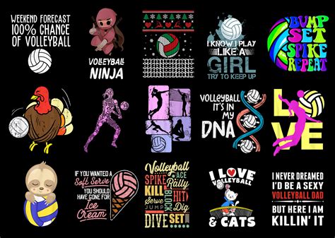 15 Volleyball Shirt Designs Bundle For Commercial Use Part 3