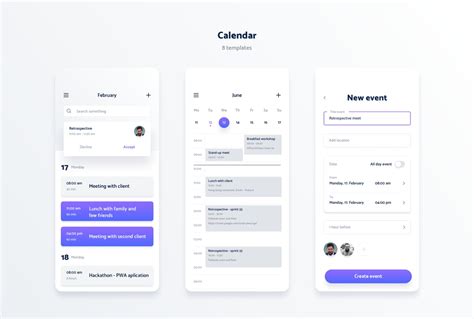 高级移动端日历 app ui kit（sketch） 云瑞设计