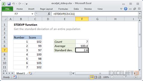 Excel STDEVP Function Exceljet
