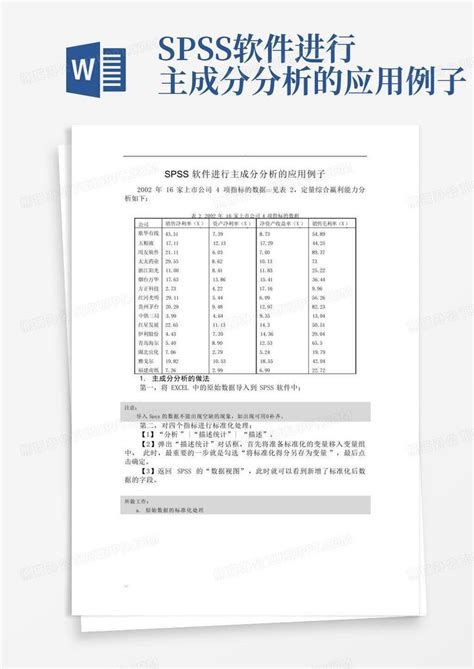 Spss软件进行主成分分析的应用例子word模板下载 编号qvepyknm 熊猫办公