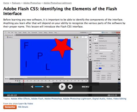 Adobe Flash Cs5 Identifying The Elements Of The Flash Interface The