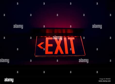 Red Exit Sign Dark Background Stock Photo Alamy