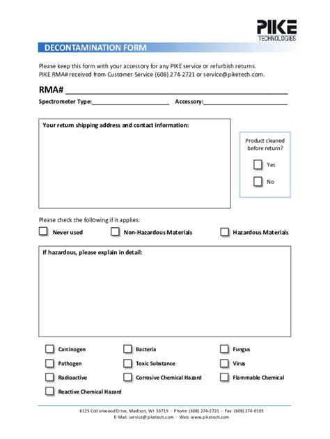Fillable Online Decontamination Form Fax Email Print Pdffiller
