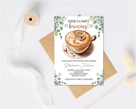 Coffee Invitation Coffee Theme Birthday Party Invitation Template
