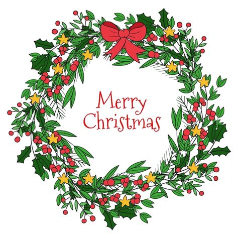 Hand Gezeichneter Weihnachtskranz Kostenlose Vektor