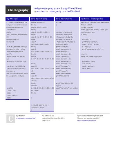 4 Ece Cheat Sheets Cheat Sheets For Every Occasion