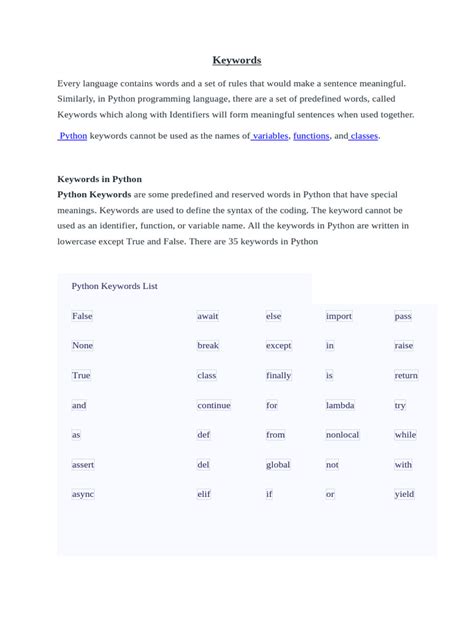 Unit 01 Keywords Identifiers Pdf