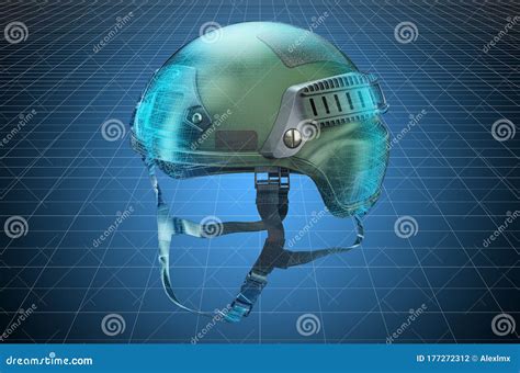Visualization 3d Cad Model Of Combat Helmet 3d Rendering Stock Illustration Illustration Of
