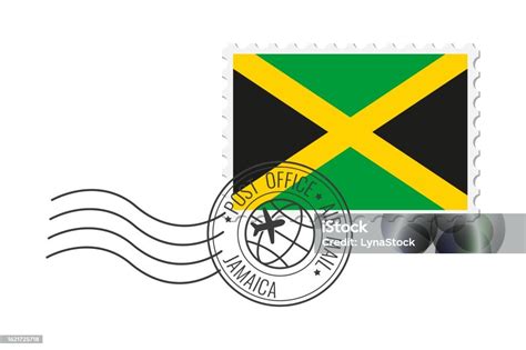 자메이카 우표 흰색 배경에 분리된 자메이카 국기가 있는 엽서 벡터 그림 고무도장에 대한 스톡 벡터 아트 및 기타 이미지 고무도장 국기 기 Istock