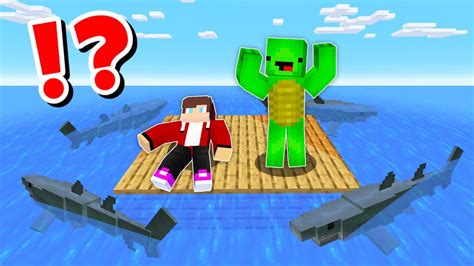 JJ And Mikey SURVIVE On ONE RAFT CHALLENGE In Minecraft Maizen Animation YouTube
