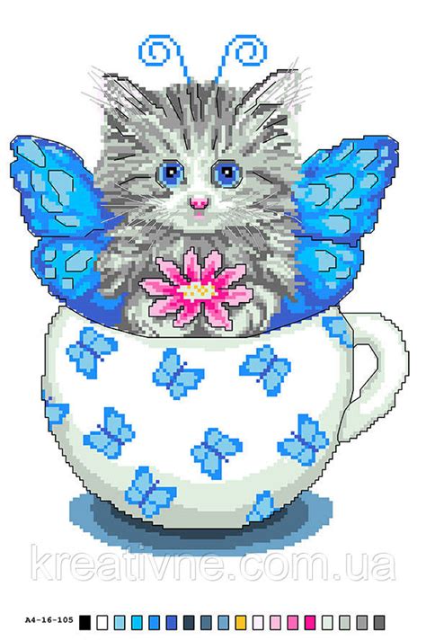 Купити Схема на канві Кіт у чашці ціна 55 грн Prom Ua Id 1817903110