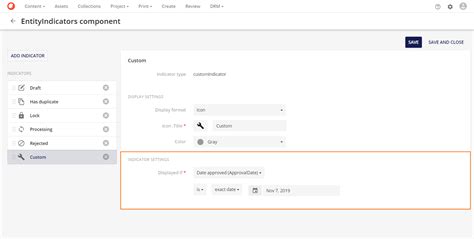 Entity Indicators Component Sitecore Documentation