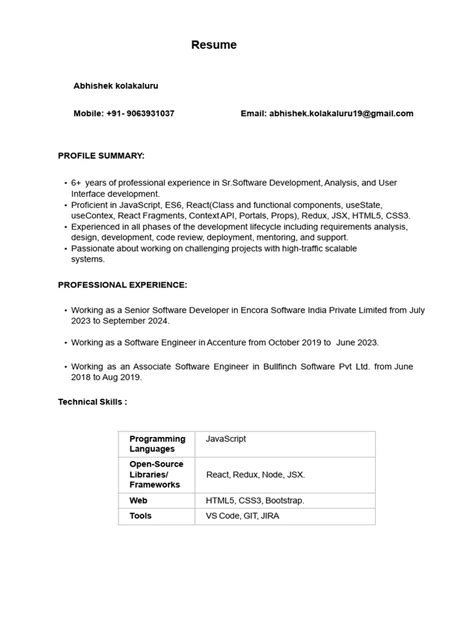 Abhishek Kolakaluru Cv Pdf Java Script Software Engineering