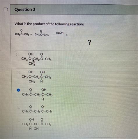 Solved Question What Is The Product Of The Following Chegg Com