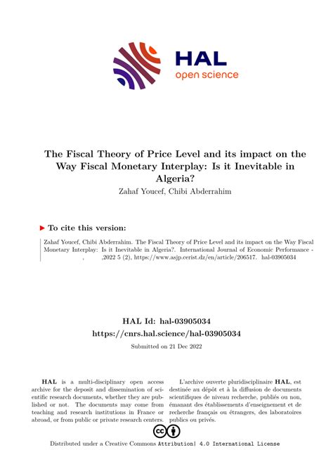 Pdf The Fiscal Theory Of Price Level And Its Impact On The Way Fiscal Monetary Interplay Is
