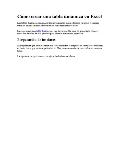 Crear Tabla Dinamica Pdf