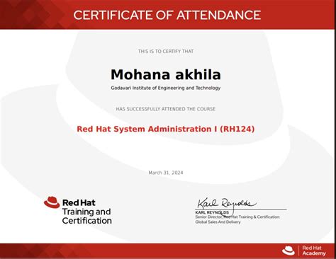 Mohana Akhila On Linkedin Redhat Certified
