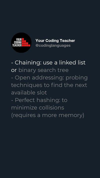 Hash Tables Need To Have Some Collision Resolution Strategy Chaining