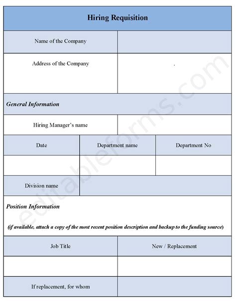 Hiring Requisition Form Editable Pdf Forms