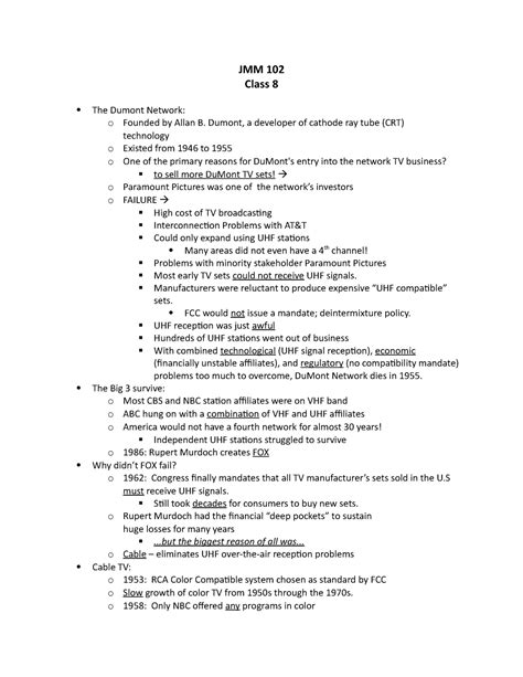 Jmm 102 Class 8 Lecture Notes 8 Jmm 102 Class 8 The Dumont Network