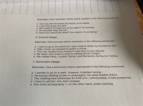 Exercise Insert Quotation Marks Where StudyX