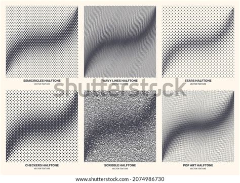 Different Variations Halftone Texture Set Vector Stock Vector Royalty