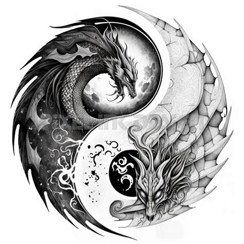 Yin And Yang Dragons Tattoo Design Download High Resolution Digital Art