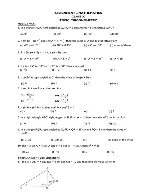 Assignment Trigonometry Pdf
