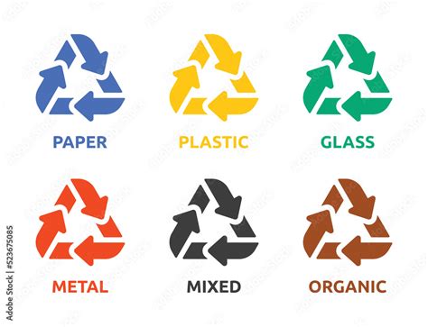 Waste Sorting Icon Recycle Sign Vector Set Illustration Collection Of