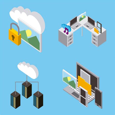Isometric Cloud Computing Storage And Office Items 687408 Vector Art At