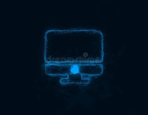 computer monitor icon with plexus effect connected lines with dots illustration stock image
