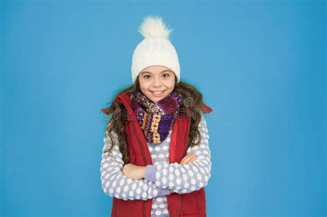 Feeling Cozy No Hypothermia Cheerful Girl Wearing Layers Of Clothing Warm Clothes At