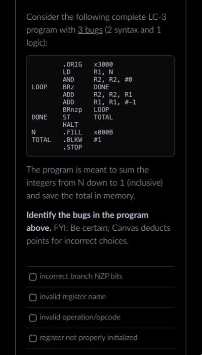 Consider The Following Complete Lc 3 Program With 3
