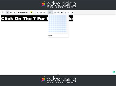 inserting tables advertising solutions