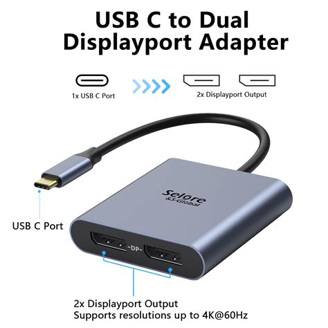 Getuscart Usb C To Dual 4k Displayport Splitter Adapter Usb Type C To Displayport Dual Monitor