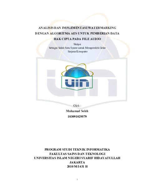 Pdf Analisis Dan Implementasi Watermarking Dengan Algoritma Aes Untuk Pemberian Data Hak Cipta