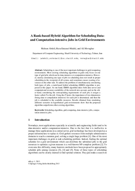 Pdf A Rank Based Hybrid Algorithm For Scheduling Data And