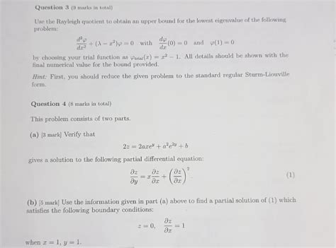 solved question 3 9 ﻿marks in total use the rayleigh