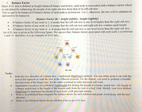 Solved 1 Balance Factor Since Avl Tree Is Defined As Height