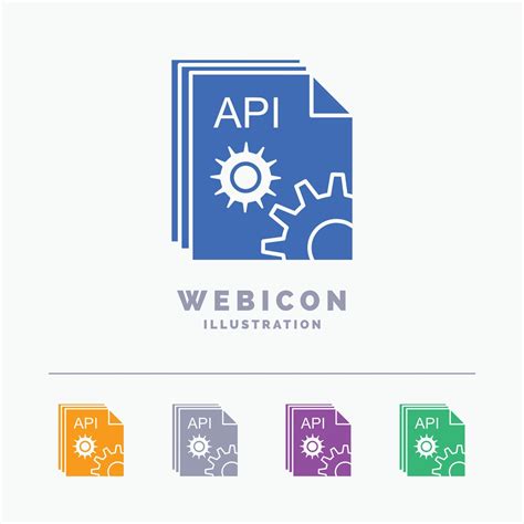 Api App Coding Developer Software 5 Color Glyph Web Icon Template Isolated On White Vector