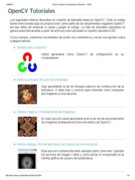Opencv Opencv Documentación Tutoriales 249 Pdf Aprendizaje Automático Visión Por