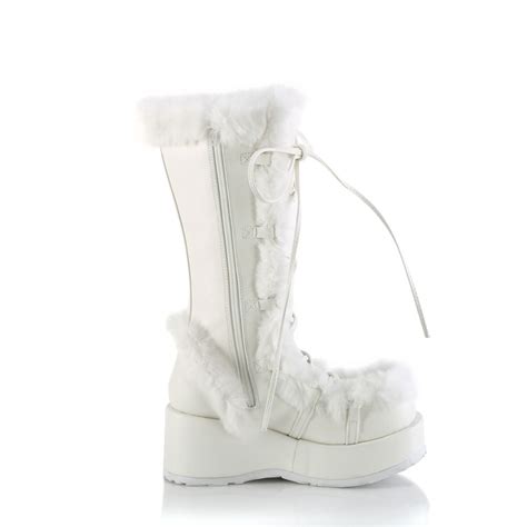 Demonia Cubby 311 White Fur Snow Boots Pre Order Original Y2k Camel Chunky Bratz Coquette
