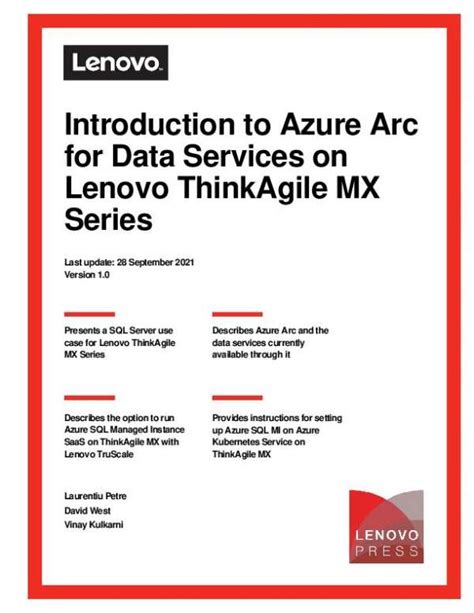 Introduction To Azure Arc For Data Services On Lenovo Thinkagile Series