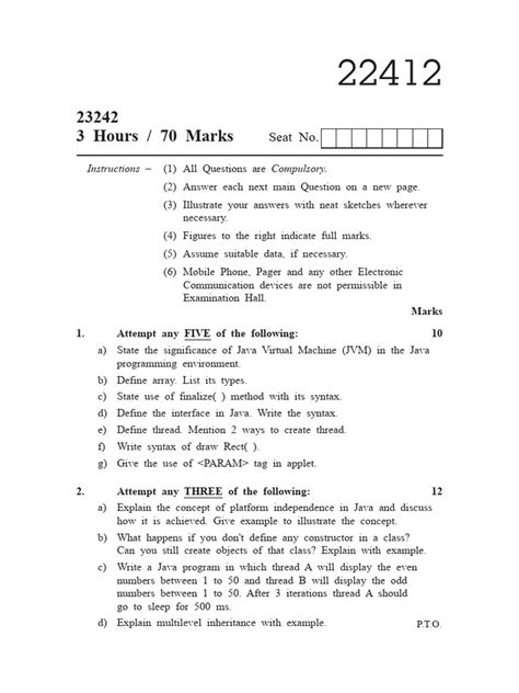 22412 2024 Summer Question Paper Pdf Java Programming Language