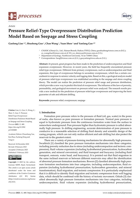 Pdf Pressure Relief Type Overpressure Distribution Prediction Model Based On Seepage And