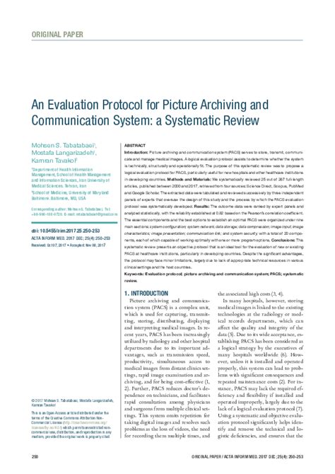 Pdf An Evaluation Protocol For Picture Archiving And Communication System A Systematic Review